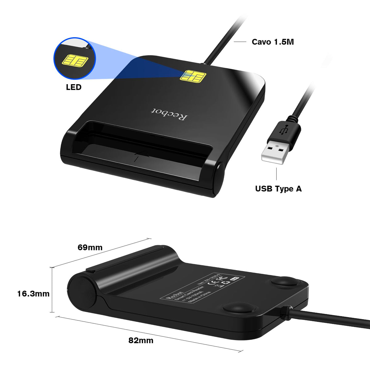 Recbot lettore smart card firma digitale, Lettore Smart Card Tessera S ...