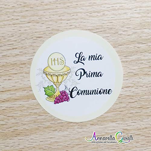 20 pezzi Adesivi tondi Prima Comunione, 40 millimetri, etichette cresi ...