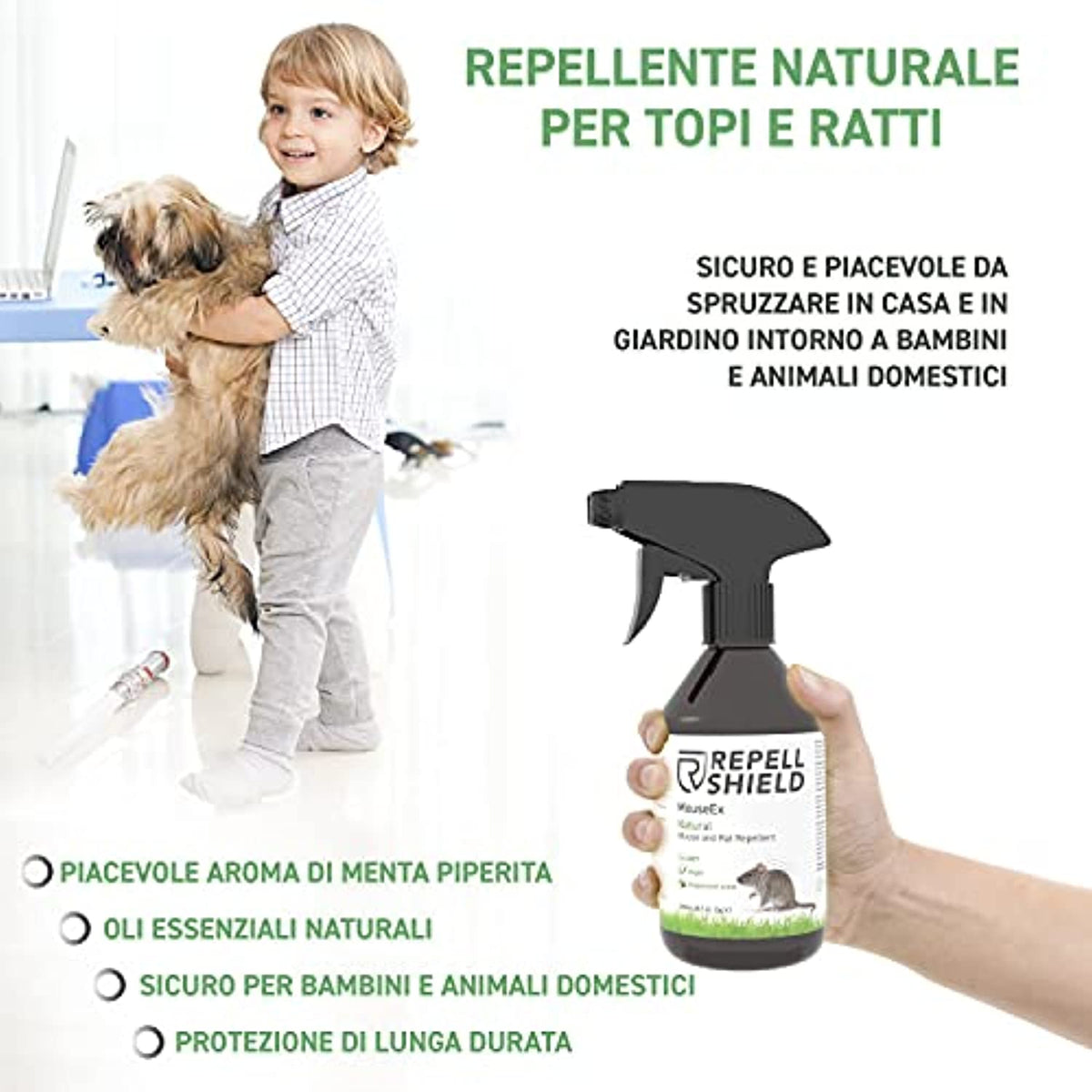RepellShield Spray Repellente Topi Organico a Base di Menta Piperita ...