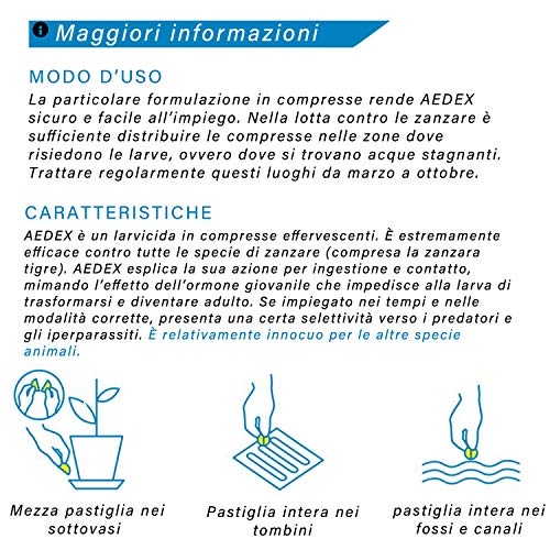 Vebi Aedex Insetticida Larvicida Antizanzare- Barattolo 50 Compresse ...