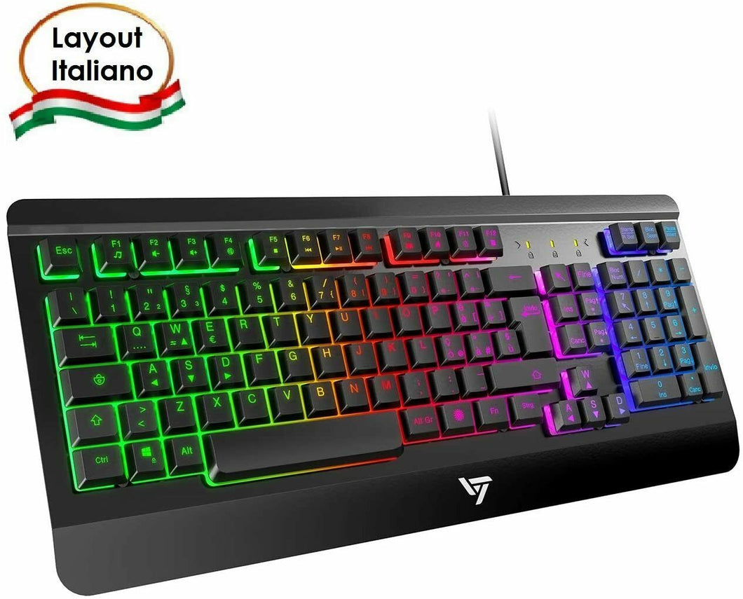 Tastiera meccanica Gaming con retroilluminazione LED RGB, Layout itali ...